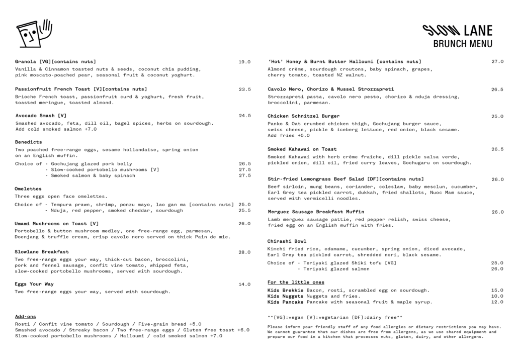 Menu – Slowlane Cafe & Eatery